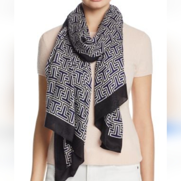 Tory Burch | Accessories | Nwt Tory Burch Block T Logo Oblong Scarf ...
